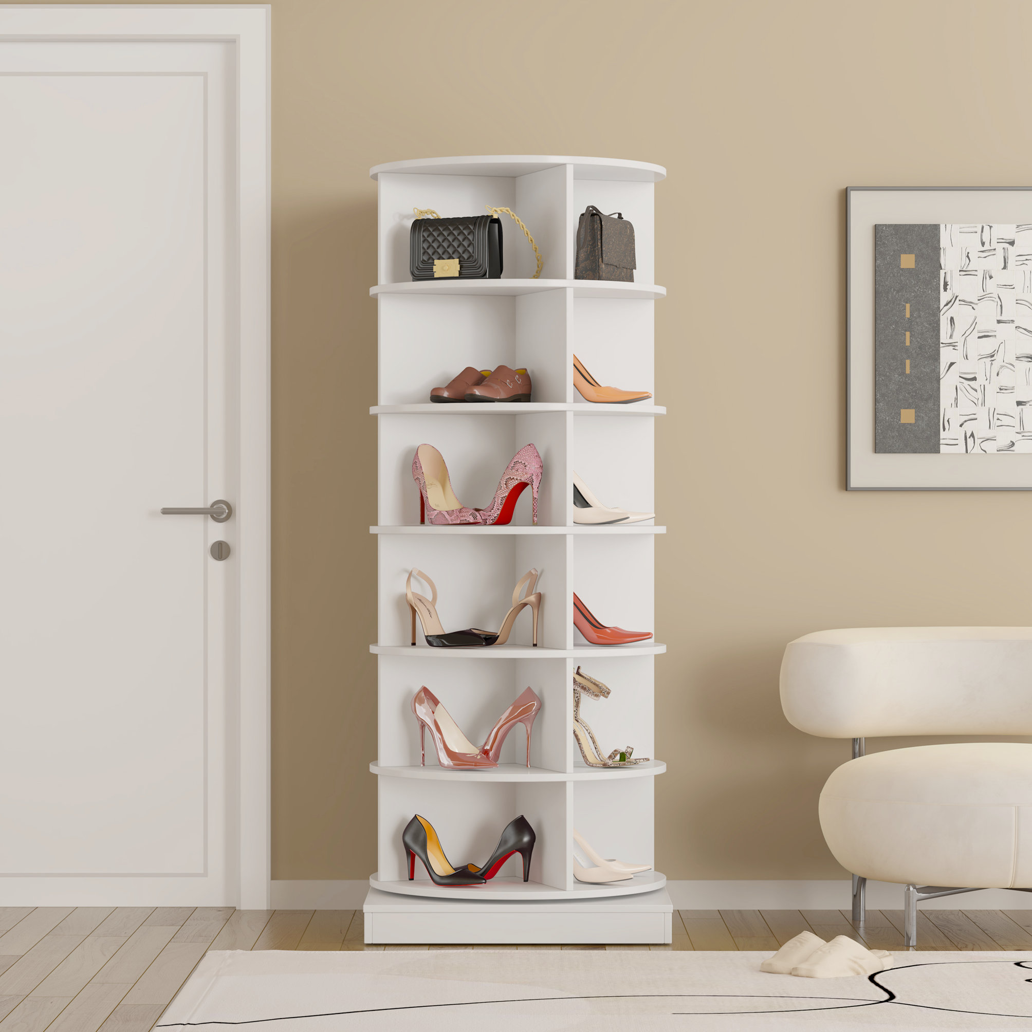 Latitude Run® 360 Rotating Shoe Cabinet 6 Layers | Wayfair
