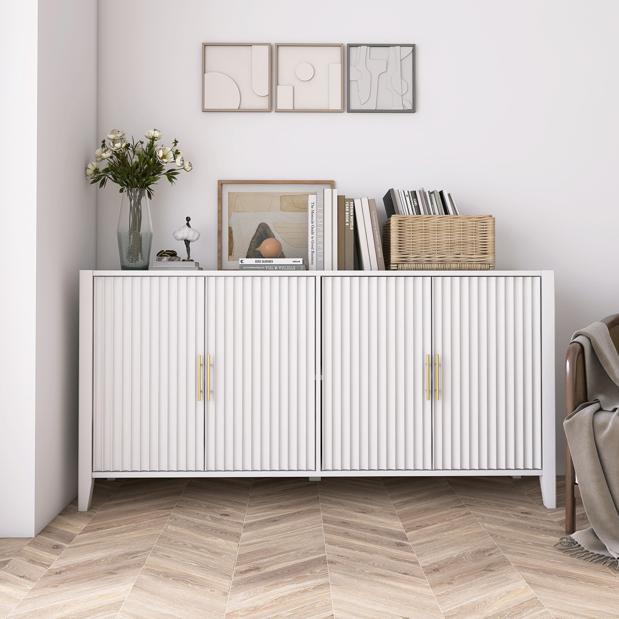 Hokku Designs MODERN VERTICAL WAVY SLATTED DOORS SIDEBOARD | Wayfair