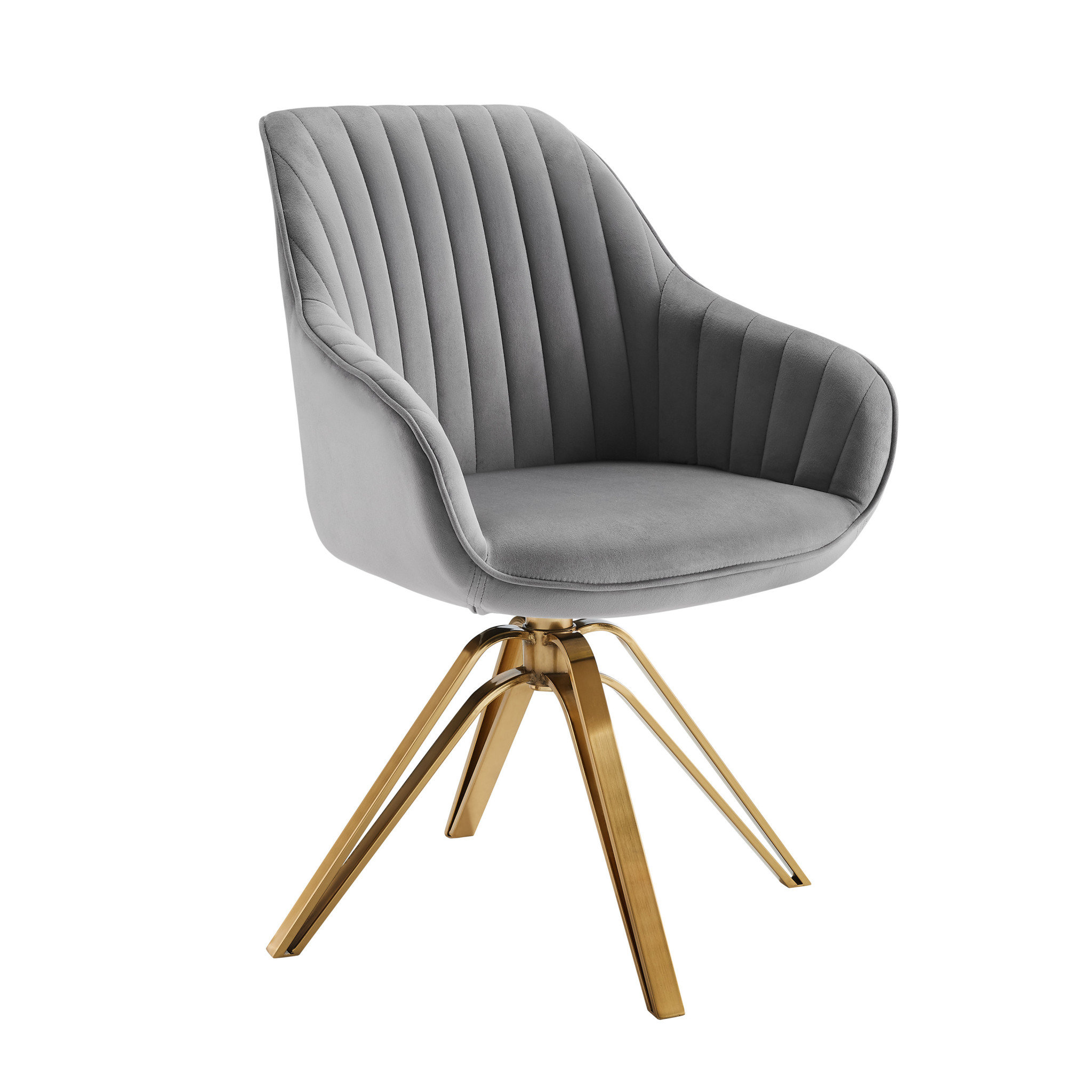 Lux Comfort 33.27x 23 x 23.9_23" Off White Velvet And Gold Swivel Arm ...