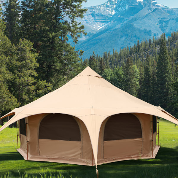 Puppywish 5M Canvas Tent Bell Tent, Glamping Yurt Tent with Stove Jack ...