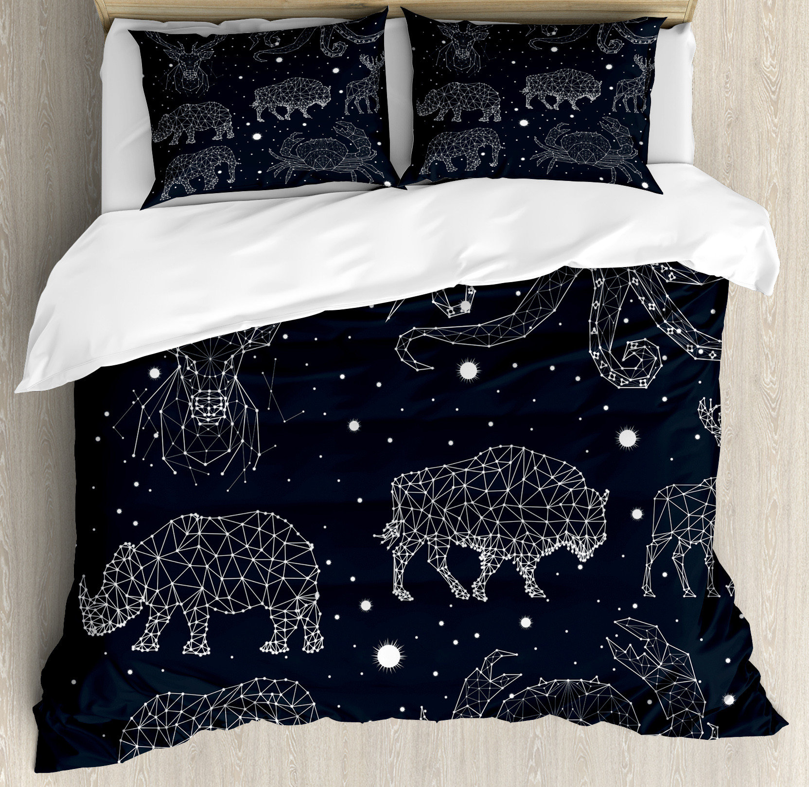 Ambesonne Octopus Duvet Cover Set, Constellation Signs, Dark Blue and ...