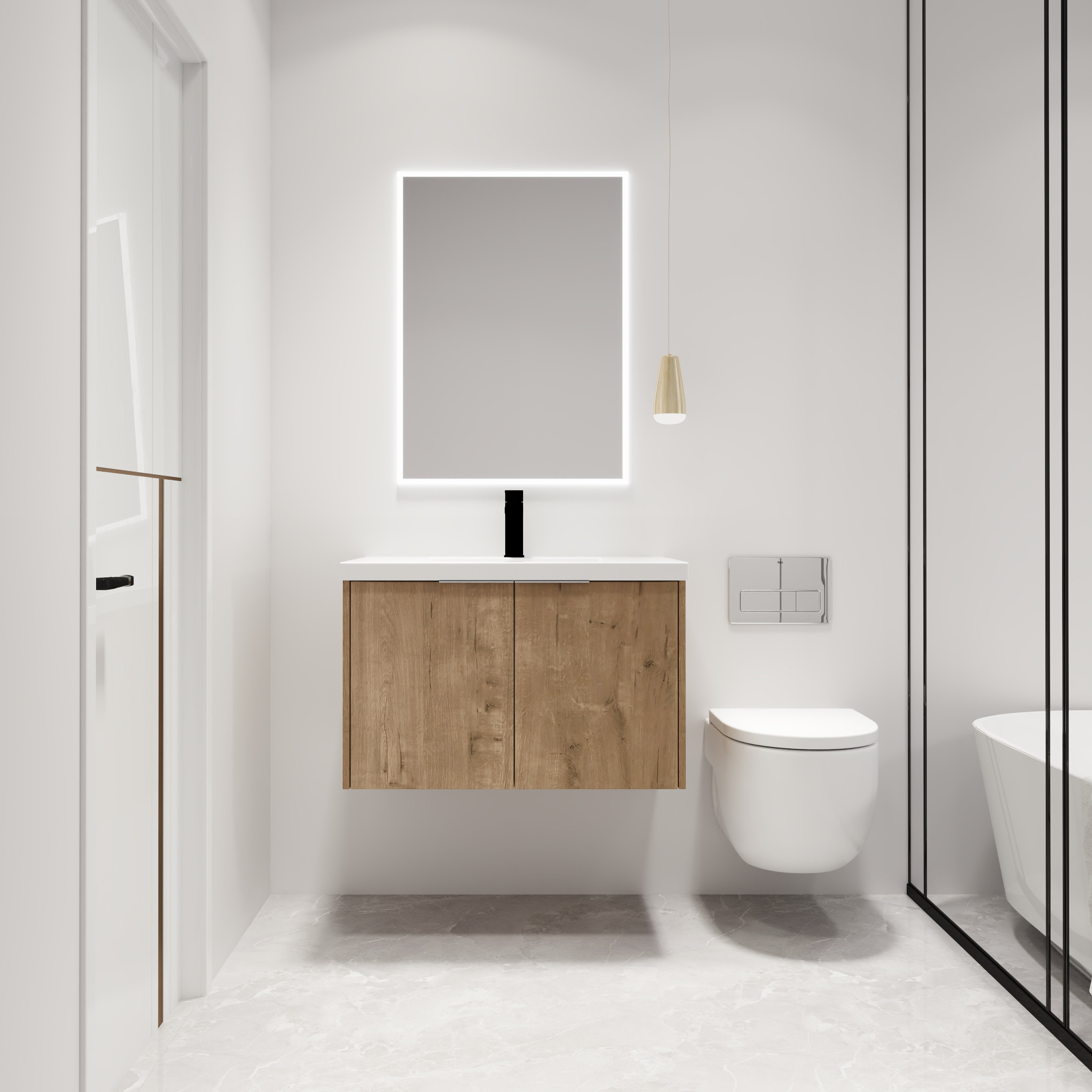 Ebern Designs Ensemble de meuble-lavabo mural simple 30 po Nasair ...