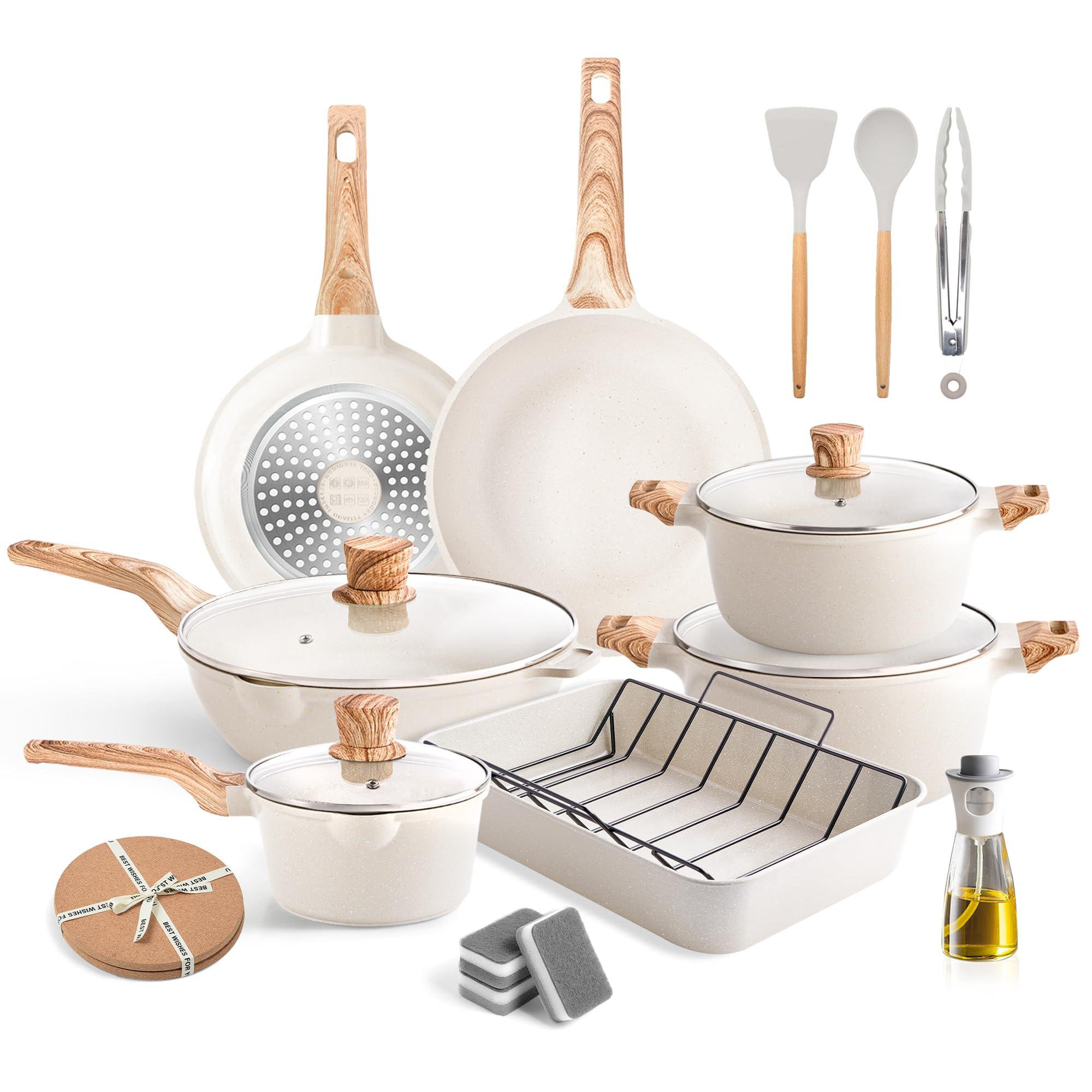 COEN 20-Piece Granite Nonstick Pots and Pans Set: Complete Kitchen ...