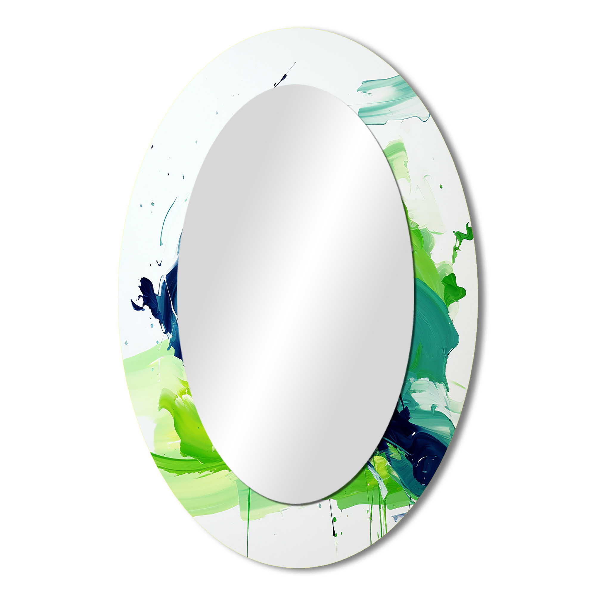Ivy Bronx Green And Blue Surreal Swirls Charm III - Modern Oval Wall ...