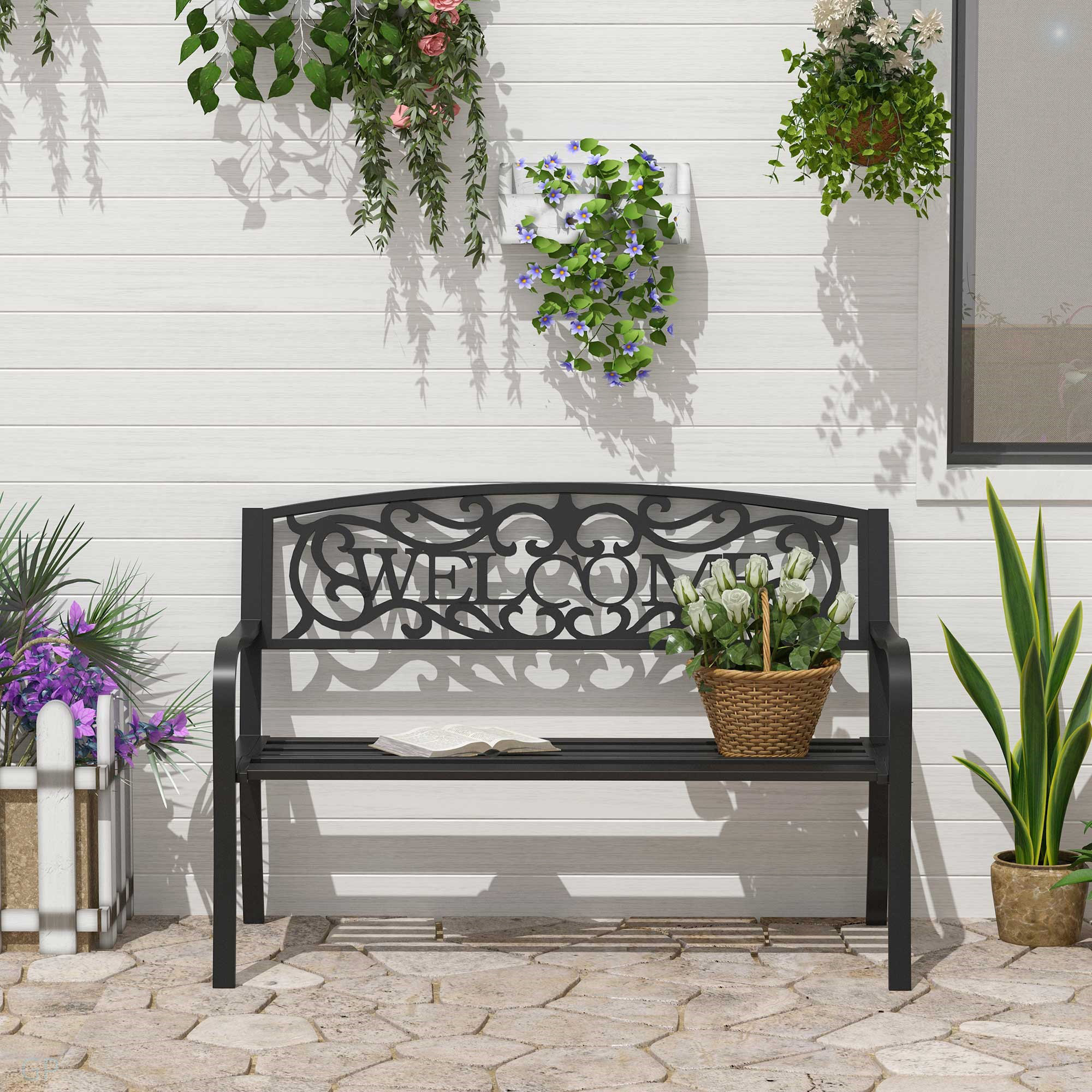 Alcott Hill Garden Bench With Slatted Seat, Patio Bench For Park ...