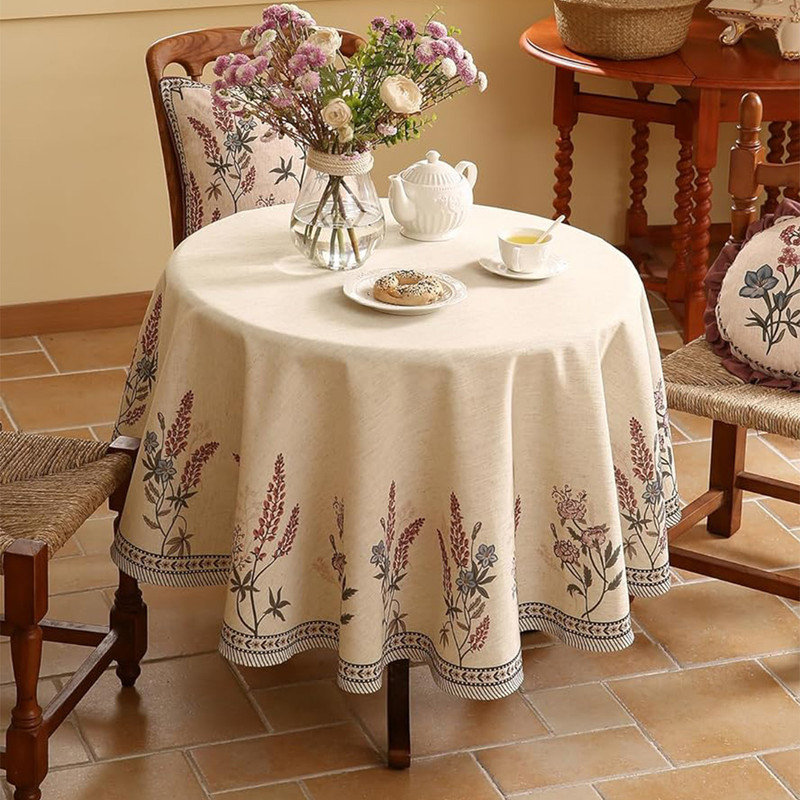 Wildon Home® Round Tables,Linen Table Cloth with Colorful Flowers ...
