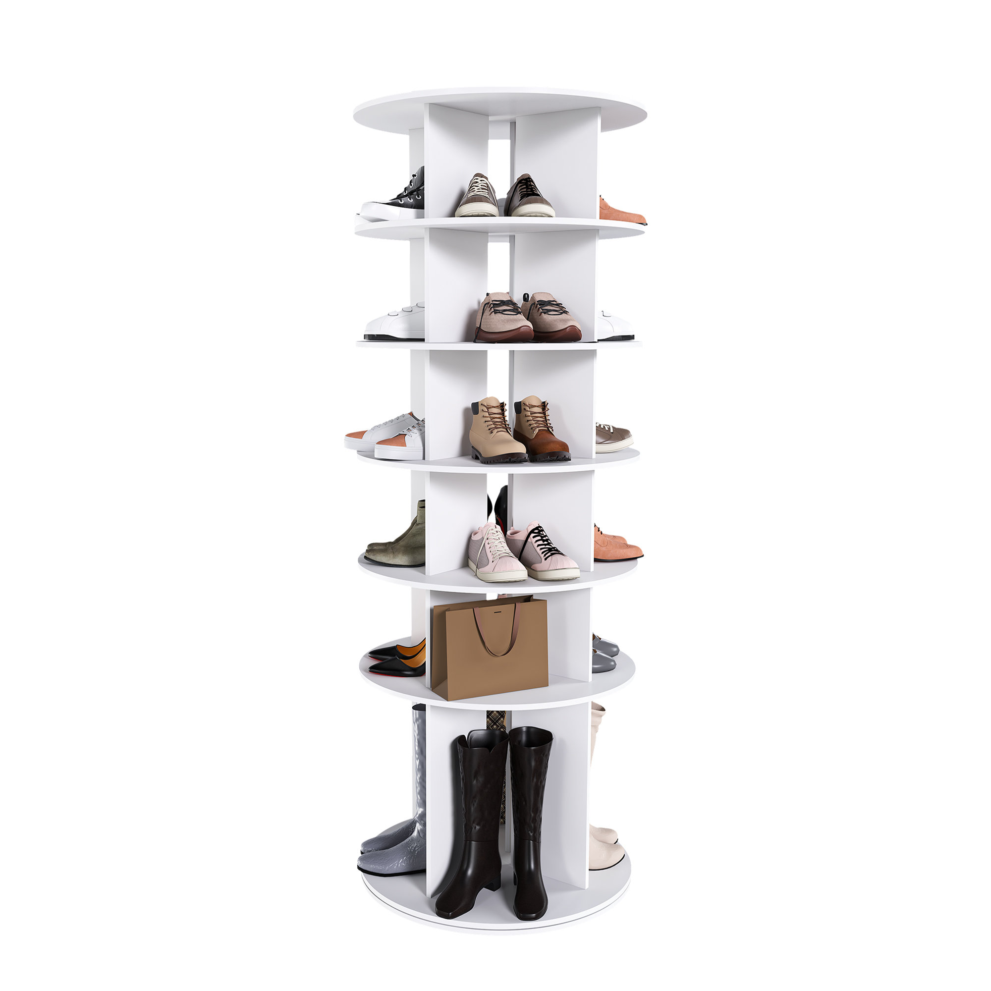 Hokku Designs Rotating Shoe Rack Tower, 6-Tier Spinning Shoe Rack, Free ...