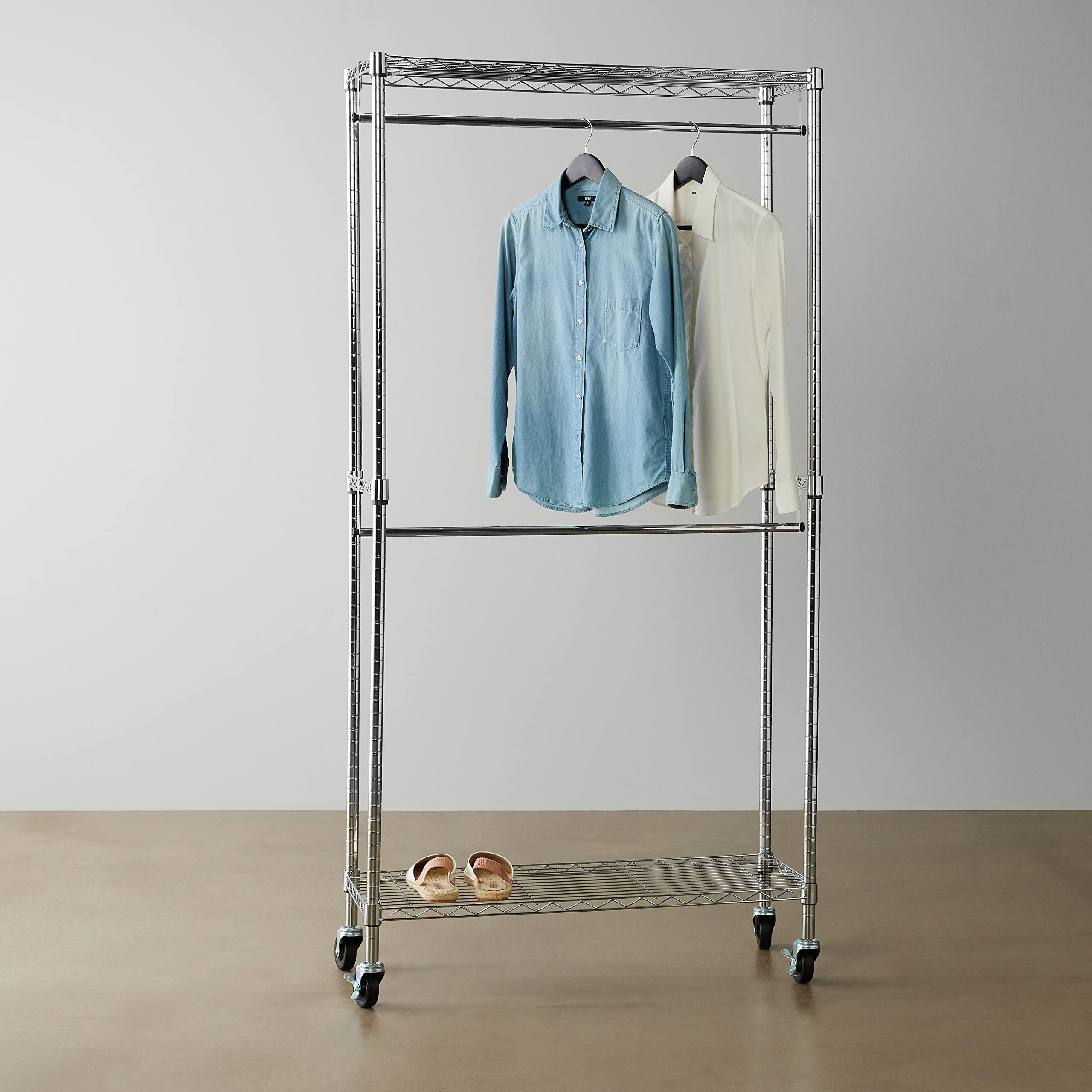 Rebrilliant Heavy Duty Double Hanging Garment Rack - Multi-Functional ...
