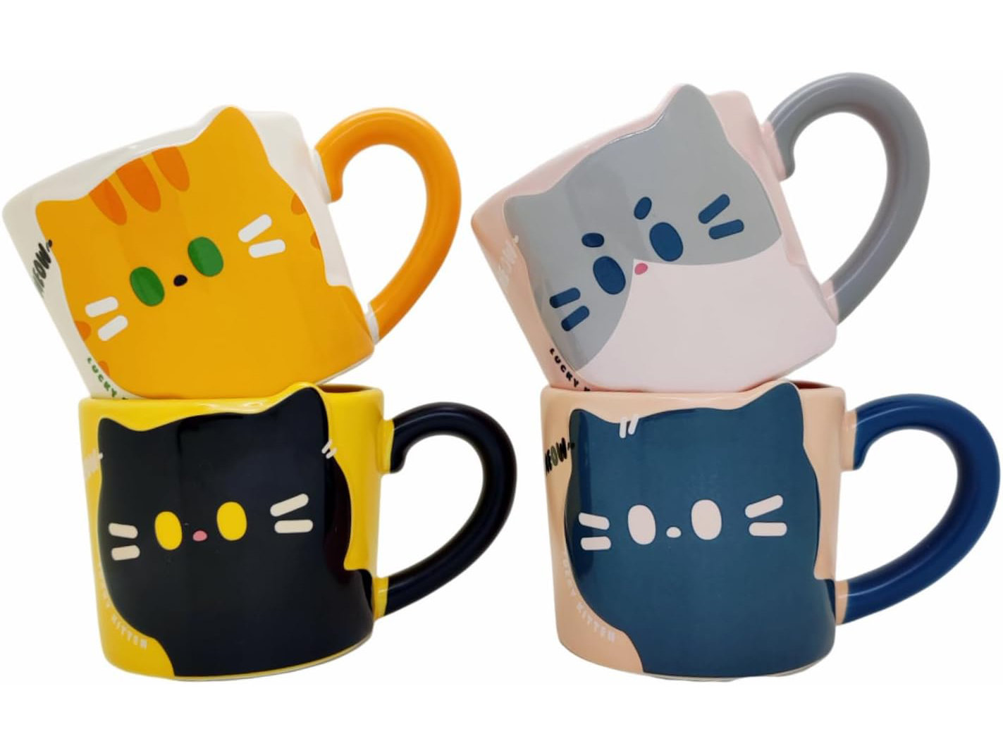 Umedas Cat Coffee Mug Set of 4 Cute Ceramic 10oz Cat Cups Dishwasher ...