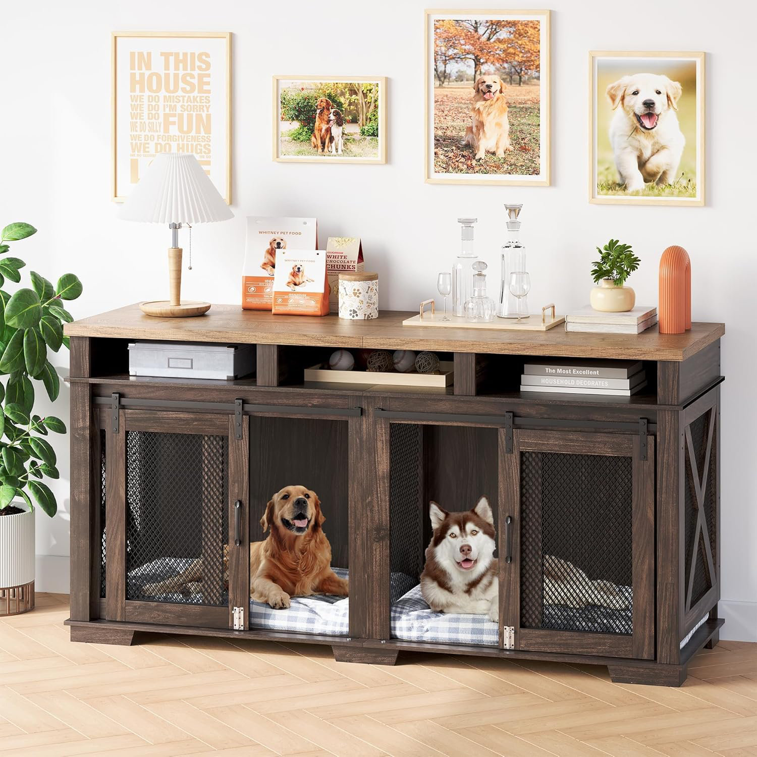 Tucker Murphy Pet™ Dog Crate Furniture, 71" Heavy Duty Dog Kennel with ...