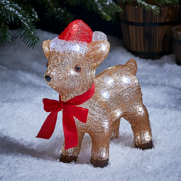 The Seasonal Aisle Outdoor Christmas Figure Acrylic Fawn Red Ribbon ...