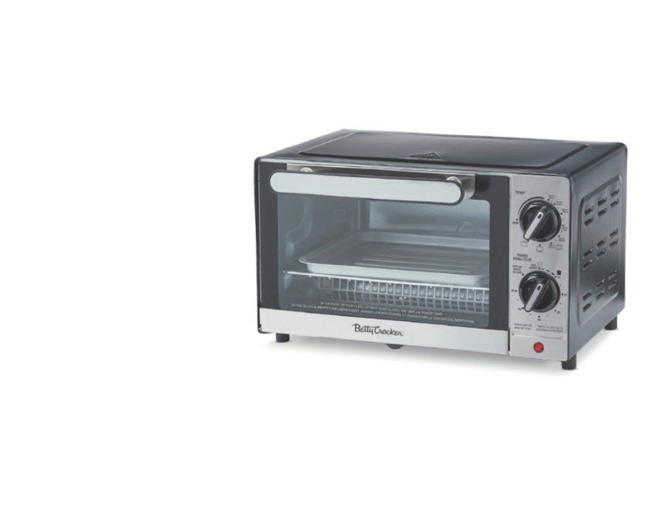 Betty Crocker 9L Toaster Oven, 2-Slice Toaster with Chrome Plated Front ...