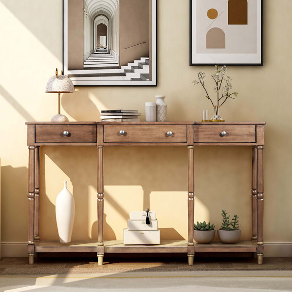 Canora Grey Console en bois de pin massif à 3 tiroirs Lish - Wayfair Canada