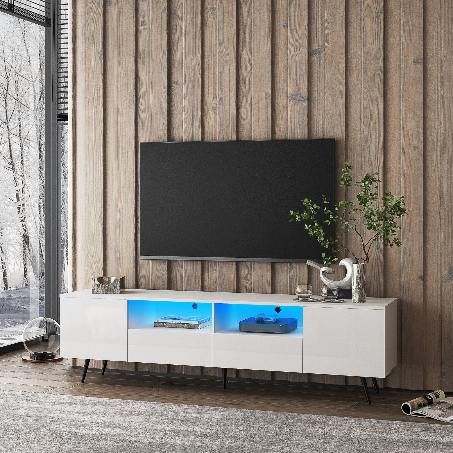 Ivy Bronx Modern TV Stand, 16 Colors LED TV Stand w/Remote Control ...