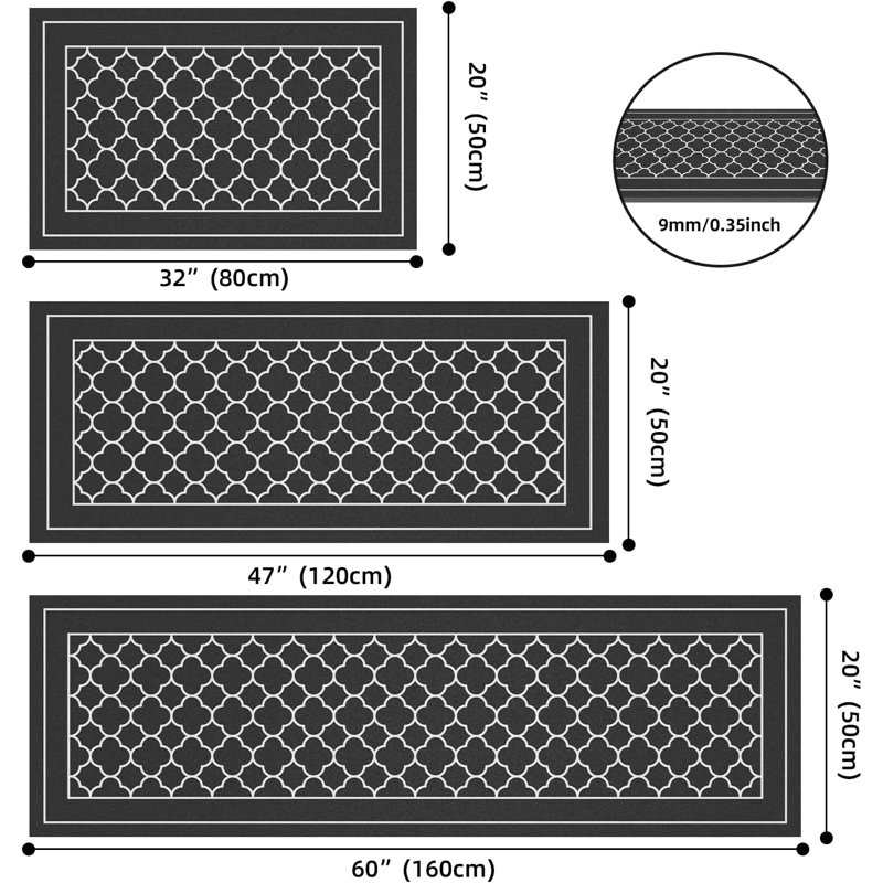 Red Barrel Studio® Kitchen Rugs Sets 3 Piece ,Farmhouse Kitchen Rugs ...