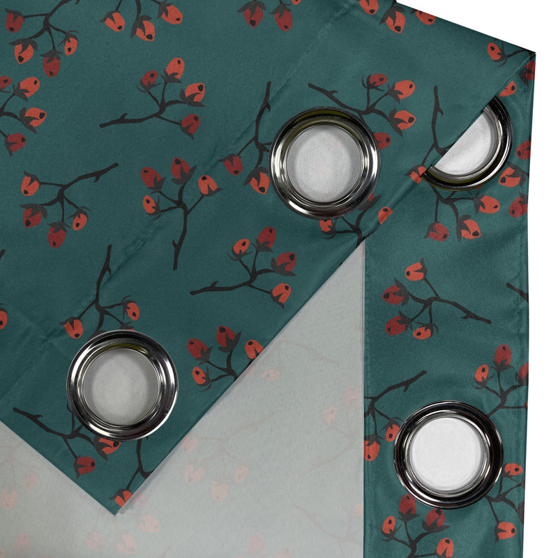 Latitude Run® Teal Grommet Curtain 2-Panel Window Drapes, 50", Teal ...