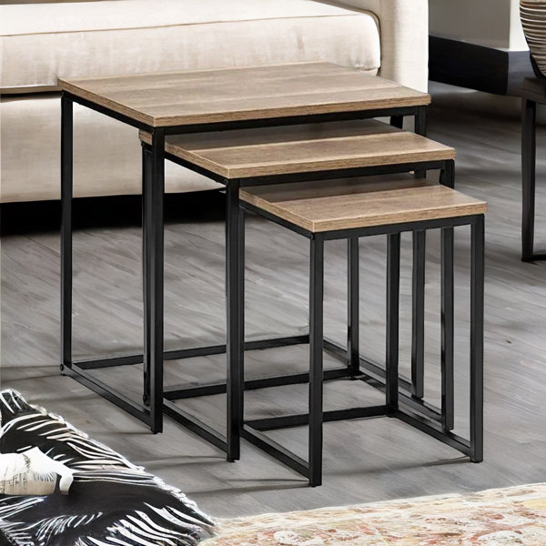 Borough Wharf Dorrell 3-Piece Stackable Nesting Side Tables For Living ...