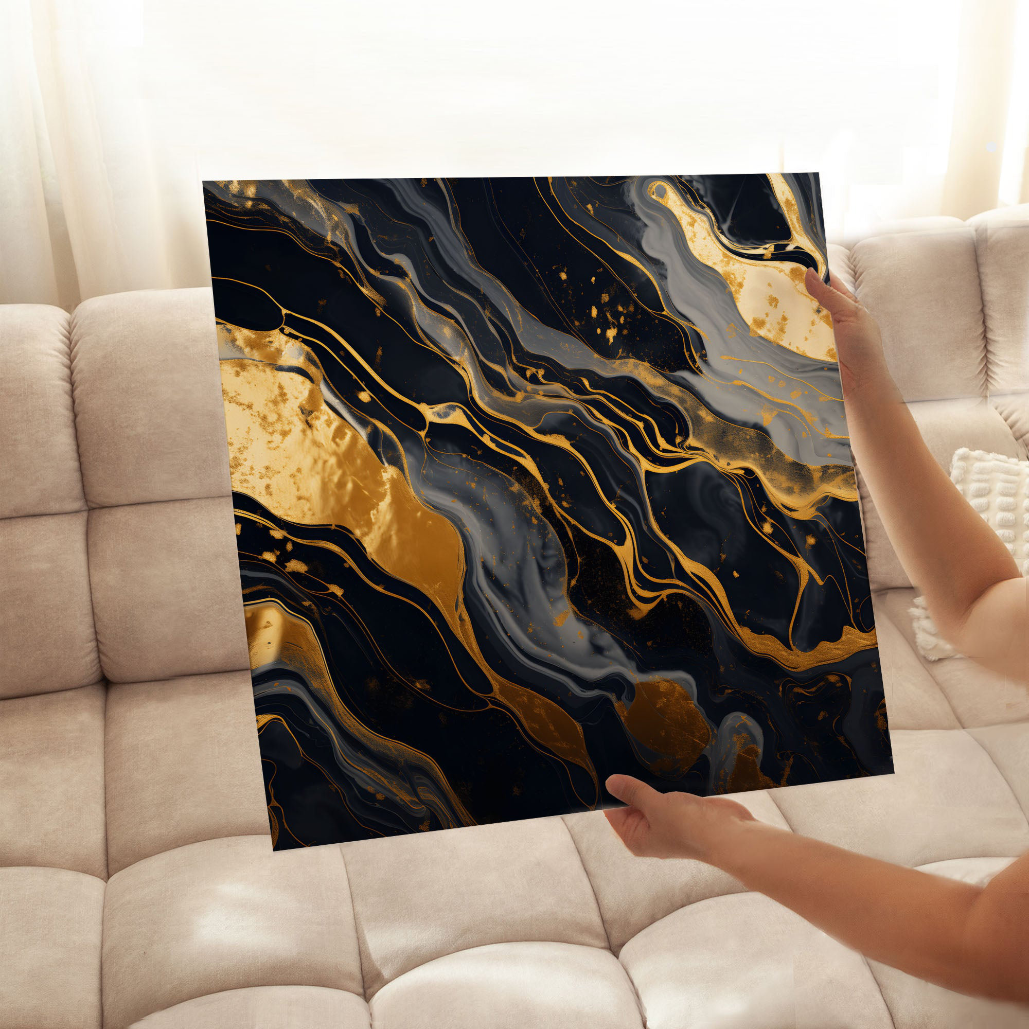 Mercer41 Abstract Blue & Gold Geode XVI Modern Unframed Art Print | Wayfair