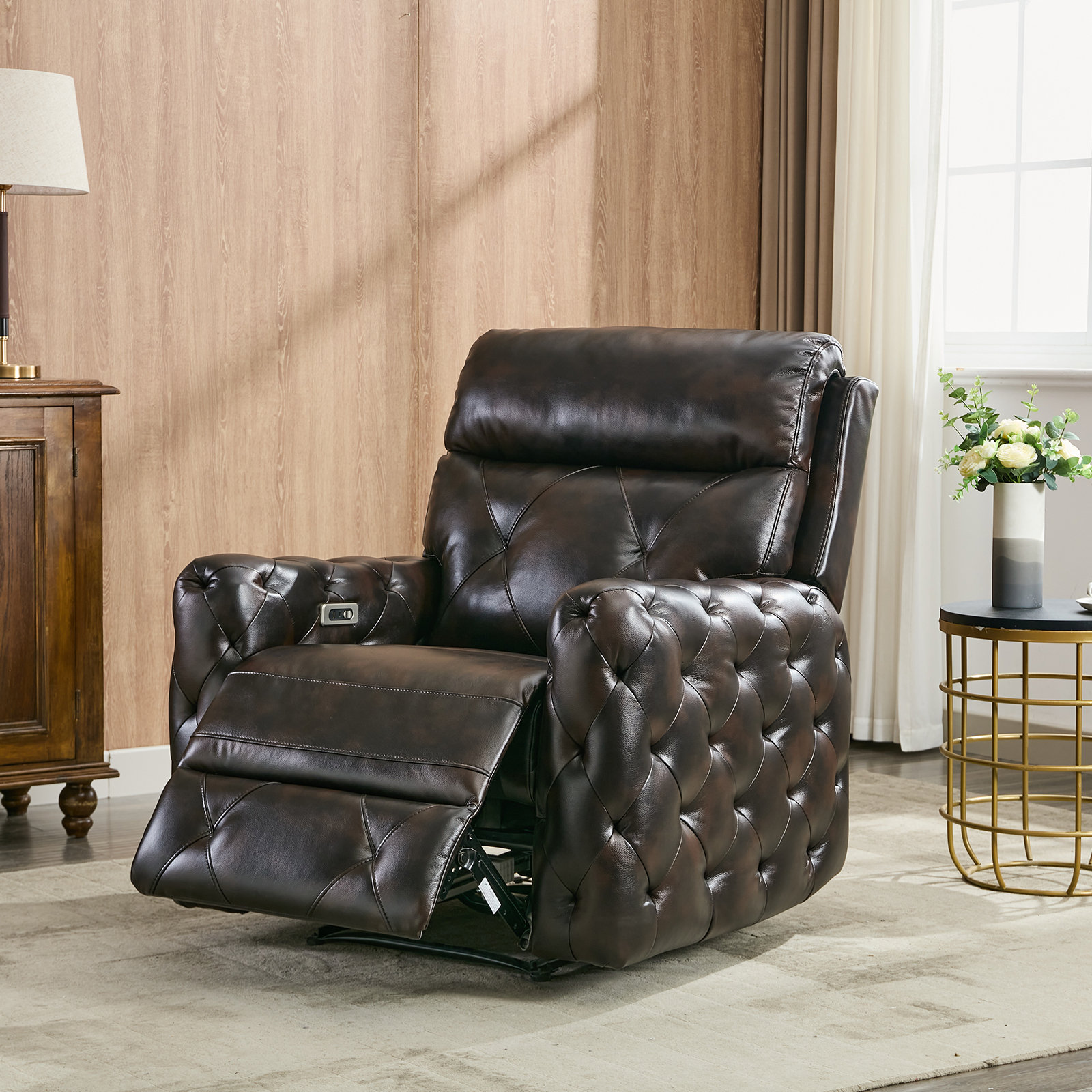 Trent Austin Design Modern Faux Leather Power Upholstered Recliner For ...