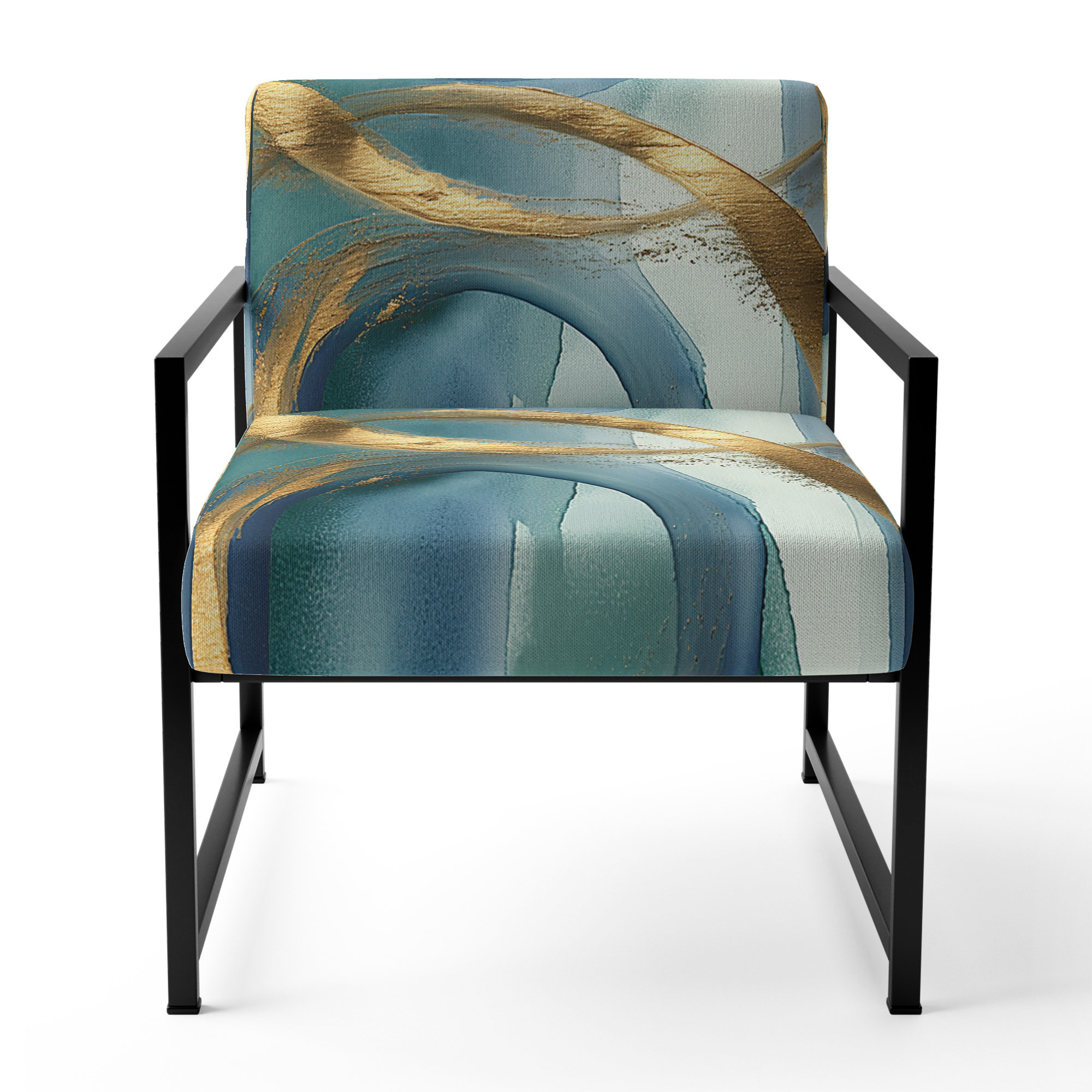 East Urban Home Mapother Metallic Indigo And Gold II - Upholstered Glam ...