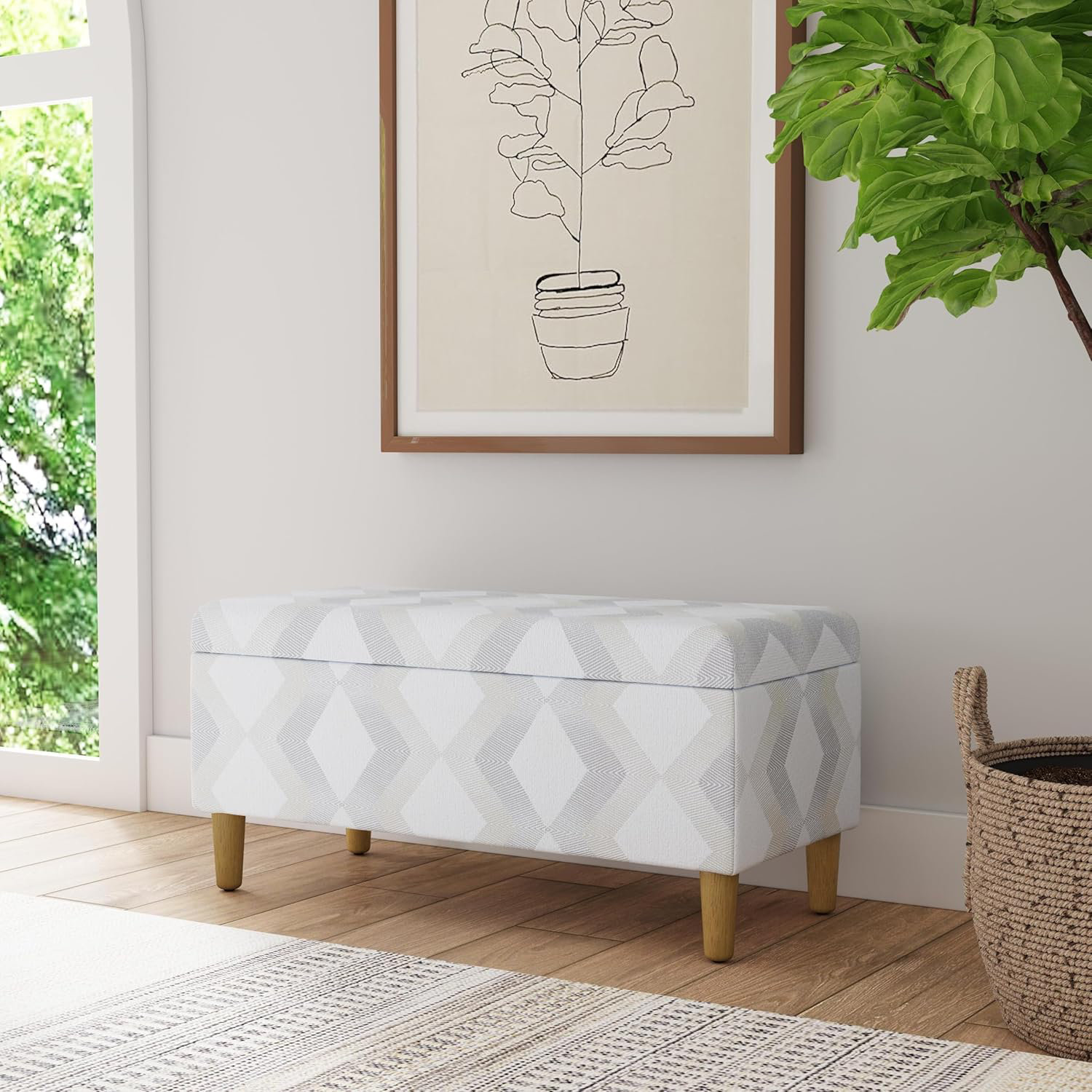 Dakota Fields Malmo Woven Storage Bench - Stylish Ottoman With Deep ...