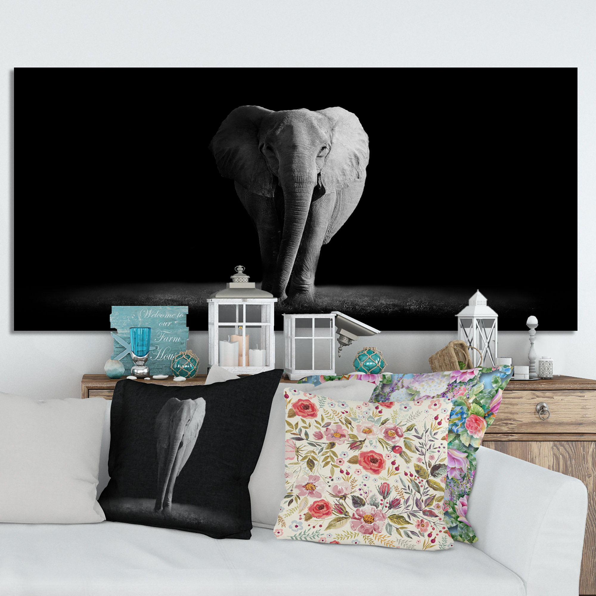 Ebern Designs Elephants in Black and White II - Photograph on Canvas ...