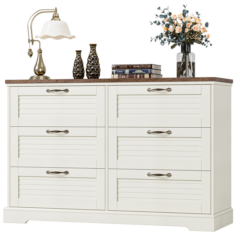 Winston Porter Radomila 6 Drawer 47.2" W Double Dresser, Wood Oak Chest ...