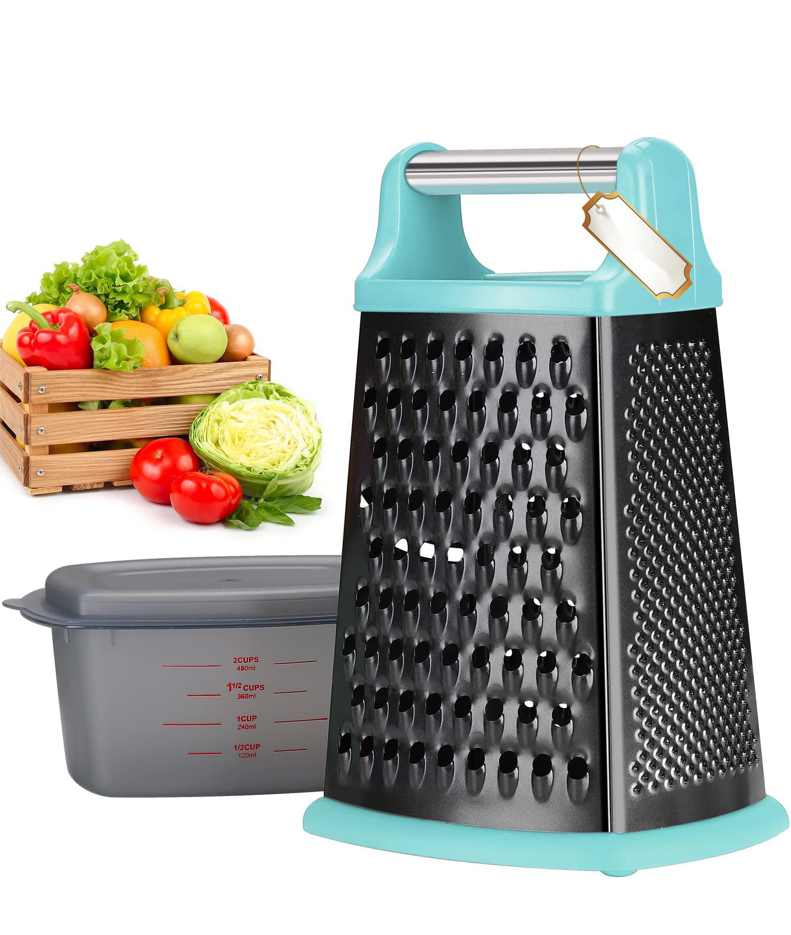 shuoli Cheese Grater With Handle, Stainless Steel Box Grater, 4 Side ...