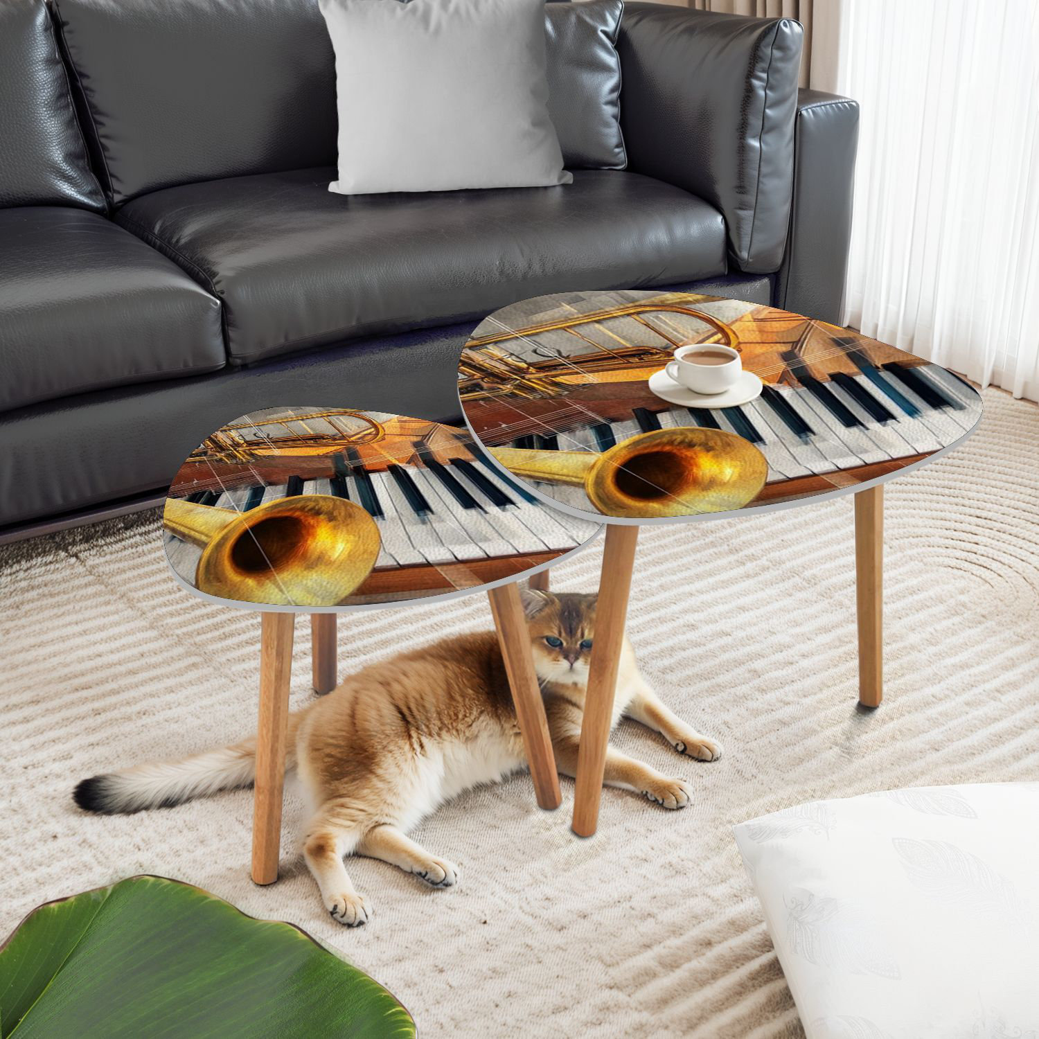 East Urban Home Triangle Nesting Coffee Table Set of 2 abstract musical ...