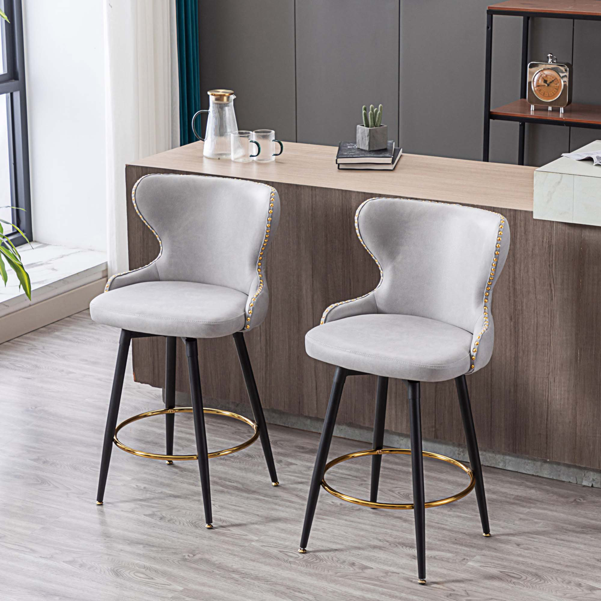 Rosdorf Park Kanyjah 2-Piece Modern 180° Swivel Bar Stool Chairs ...