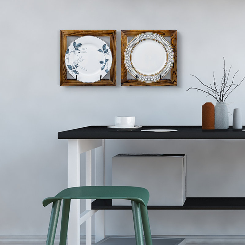 Winston Porter 2 Piece Farmhouse Wood Plate Display Rack | Wayfair