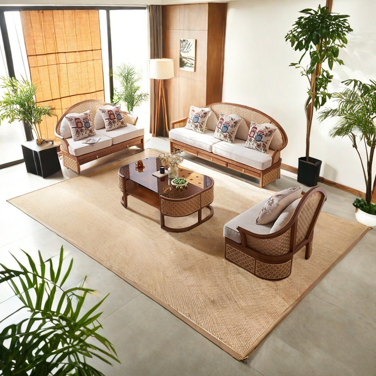 Danbenla design New Chinese solid wood lounge lounge sofa set | Wayfair