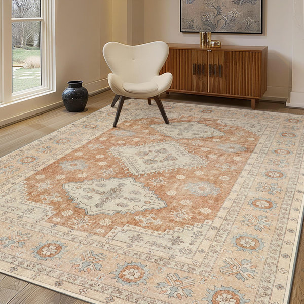 Bungalow Rose 8x10 Area Rugs for Living Room Machine Washable Vintage ...