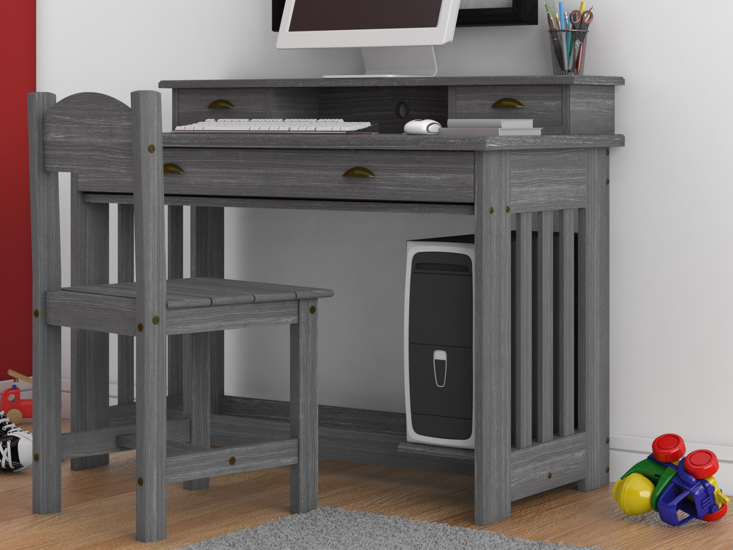 Viv + Rae™ Beckford Solid Wood Student Computer Desk with Hutch and ...