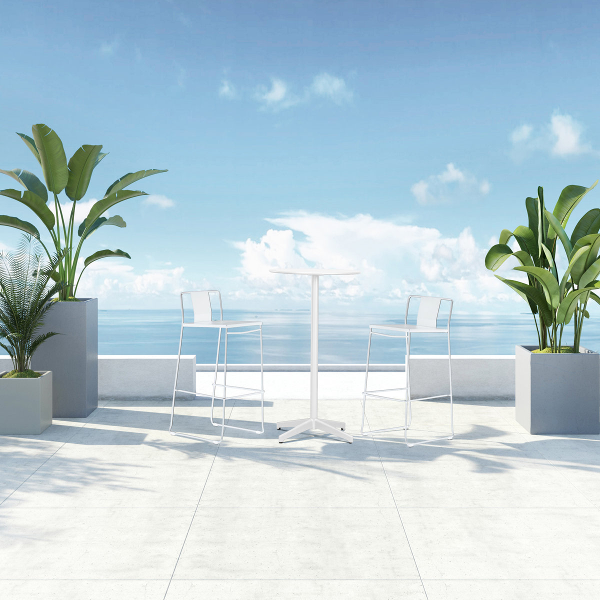 Harmonia Living Frank Round 2 - Person 23.75" Long Bar Height Dining ...