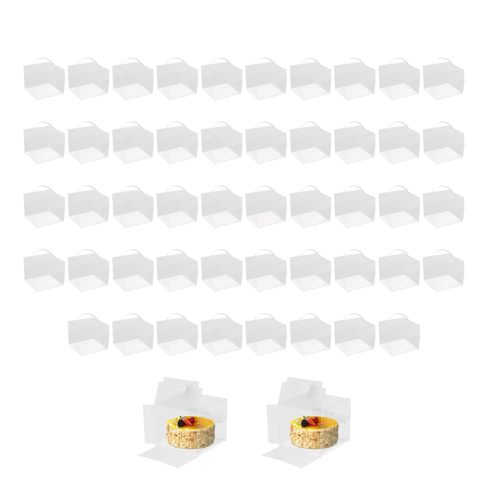 JOYDING Set Of 50 Clear Cake Boxes Rectangle Cake Carrier Cake Carrier ...