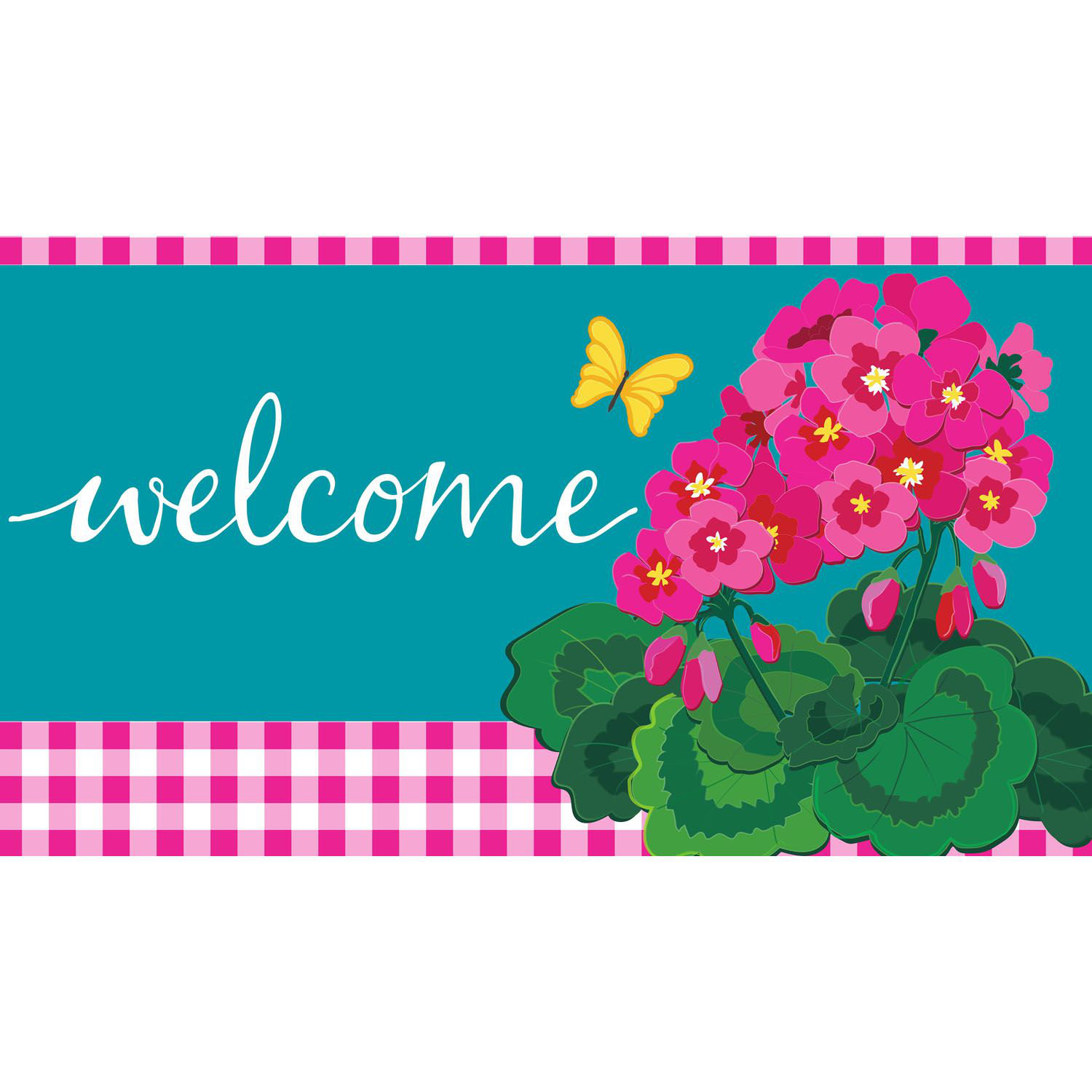 East Urban Home Spring Geraniums 28" x 16" Non-Slip Outdoor Door Mat ...