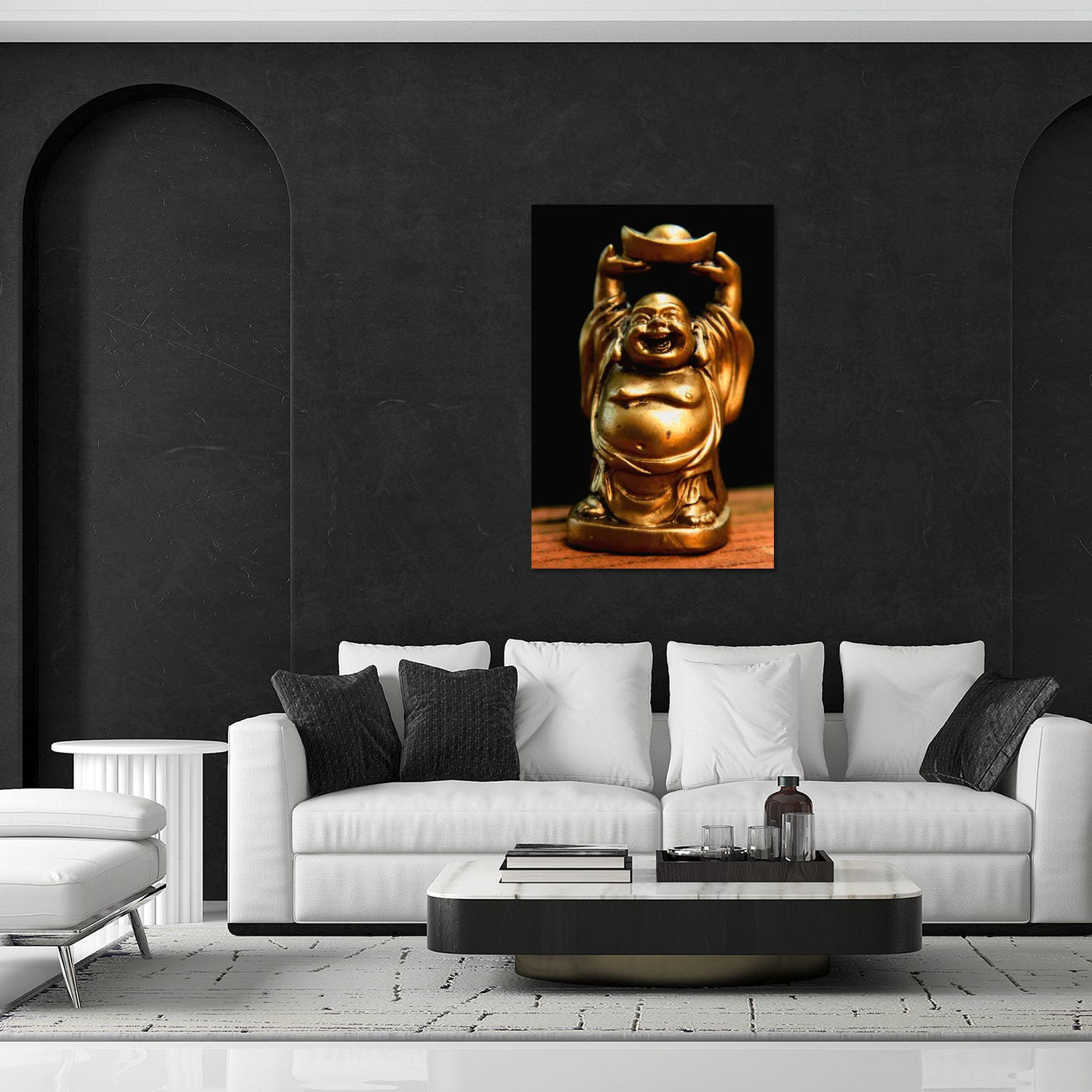 Latitude Run® Golden Buddha Statue - Unframed Graphic Art | Wayfair