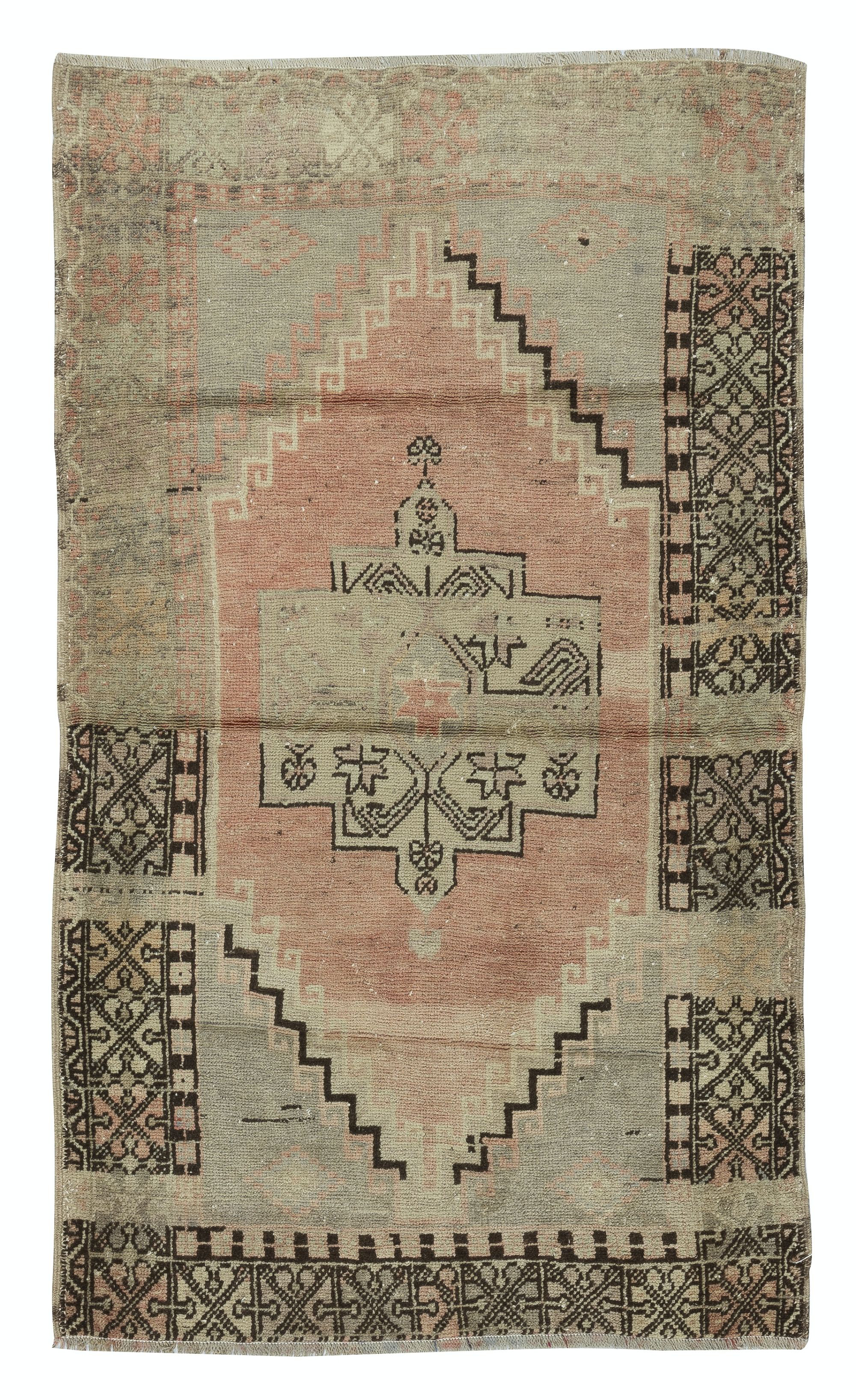 Bungalow Rose Vintage Wool Turkish Oriental Rug. One of a kind Handmade ...