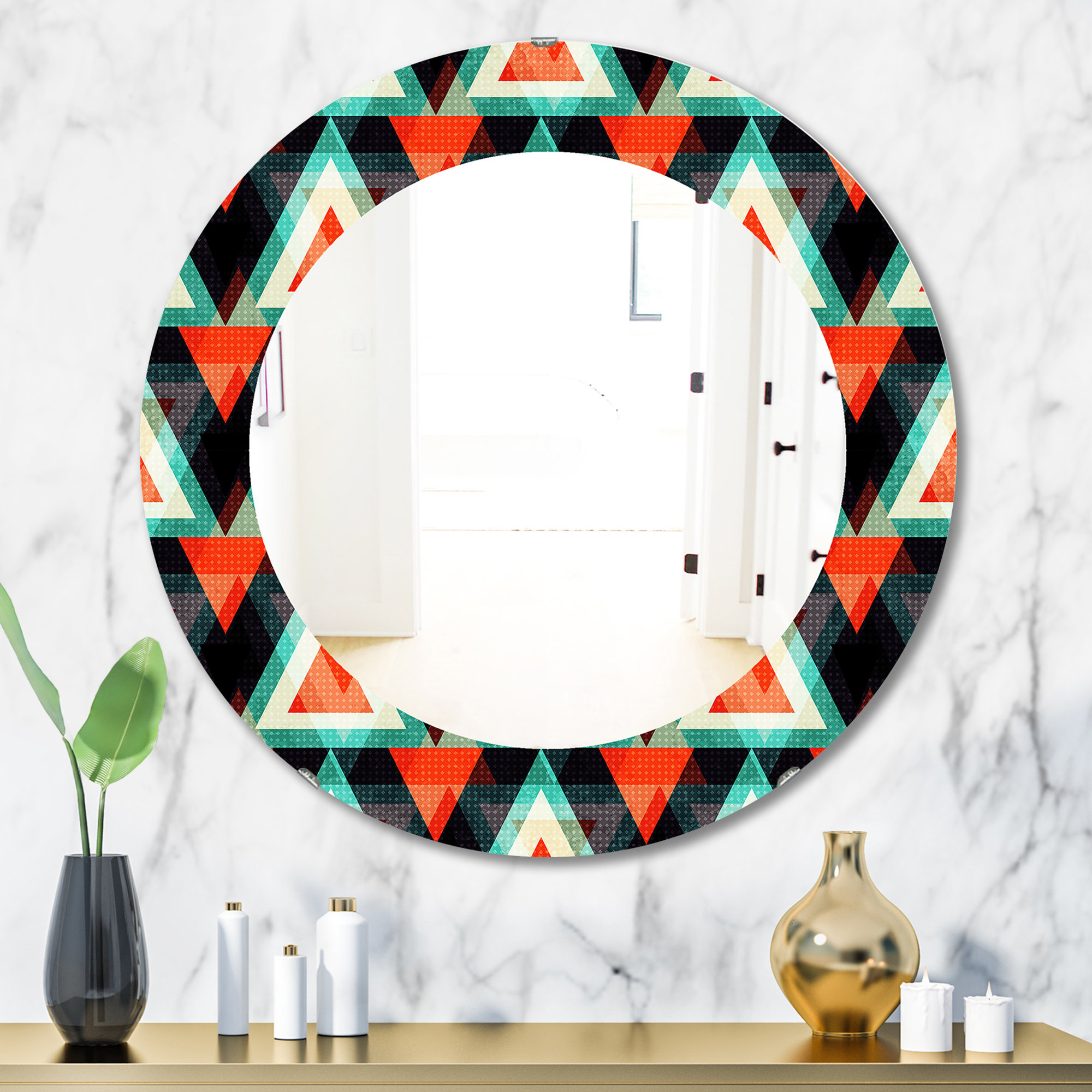 East Urban Home Coloured Polygons Modern Wall Mirror - Wayfair Canada