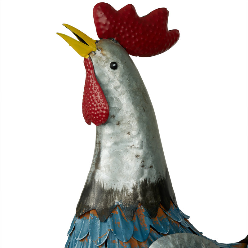 Arlmont & Co. 23"H Outdoor Silver Tailed Rooster Garden Statue ...
