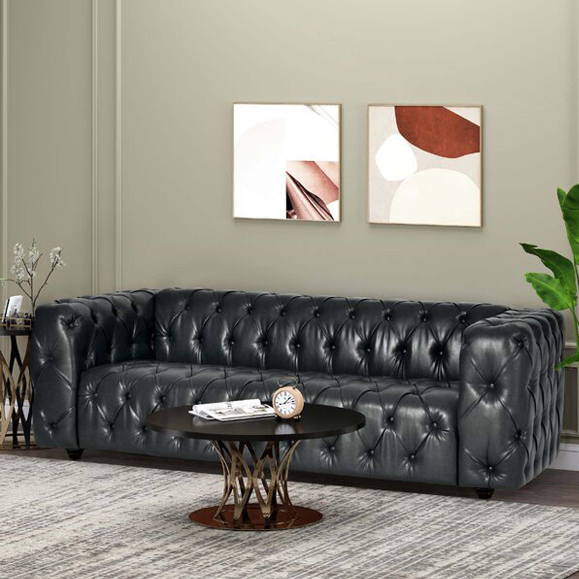 Lark Manor™ Comfy PU 3-Seat Sofa With Amrest, For Living Room And Study ...