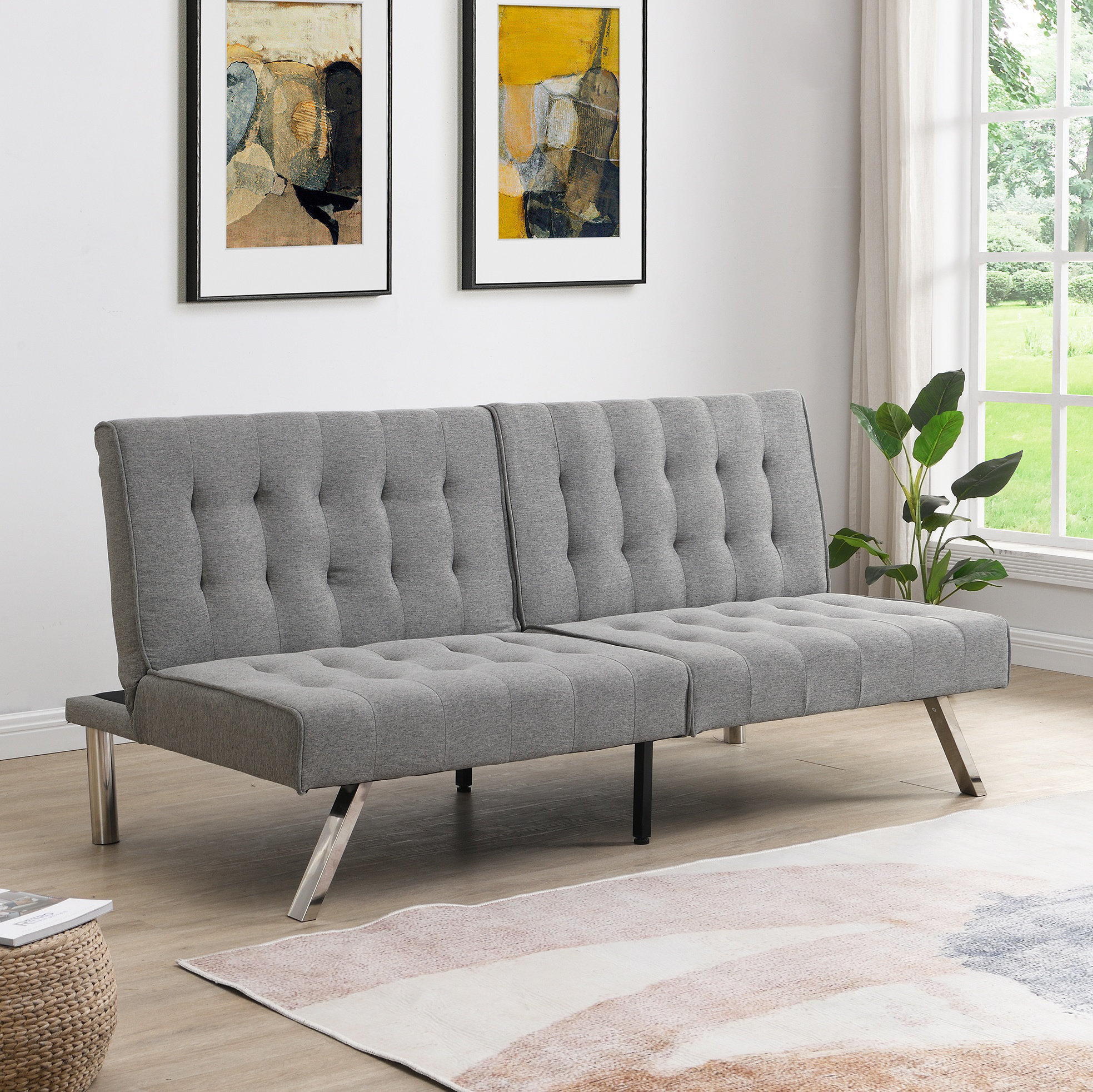 Wrought Studio™ Sofa with adjustable back, wooden frame, stainless ...