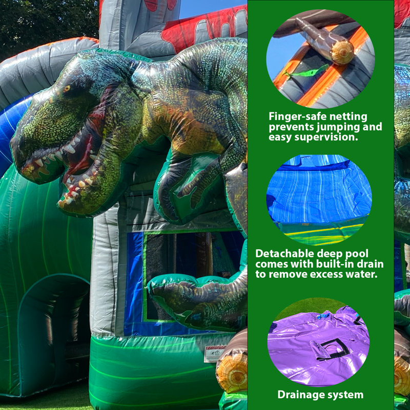 XJUMP Dinosaur Commercial Grade Bounce House Water Slide (with Pool and ...