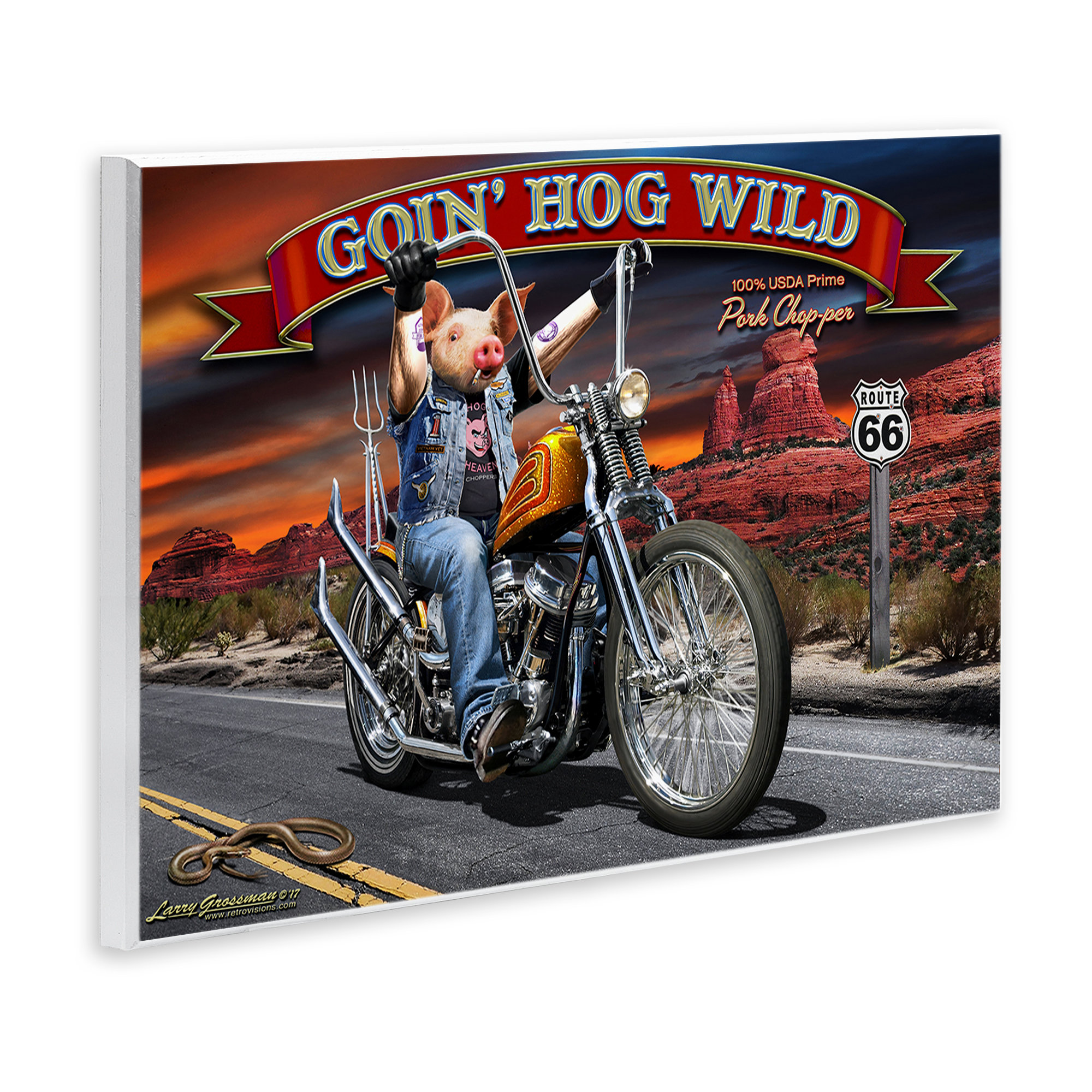 Stupell Industries Az-042-Framed Hog Wild Chopper Bike On Canvas by ...
