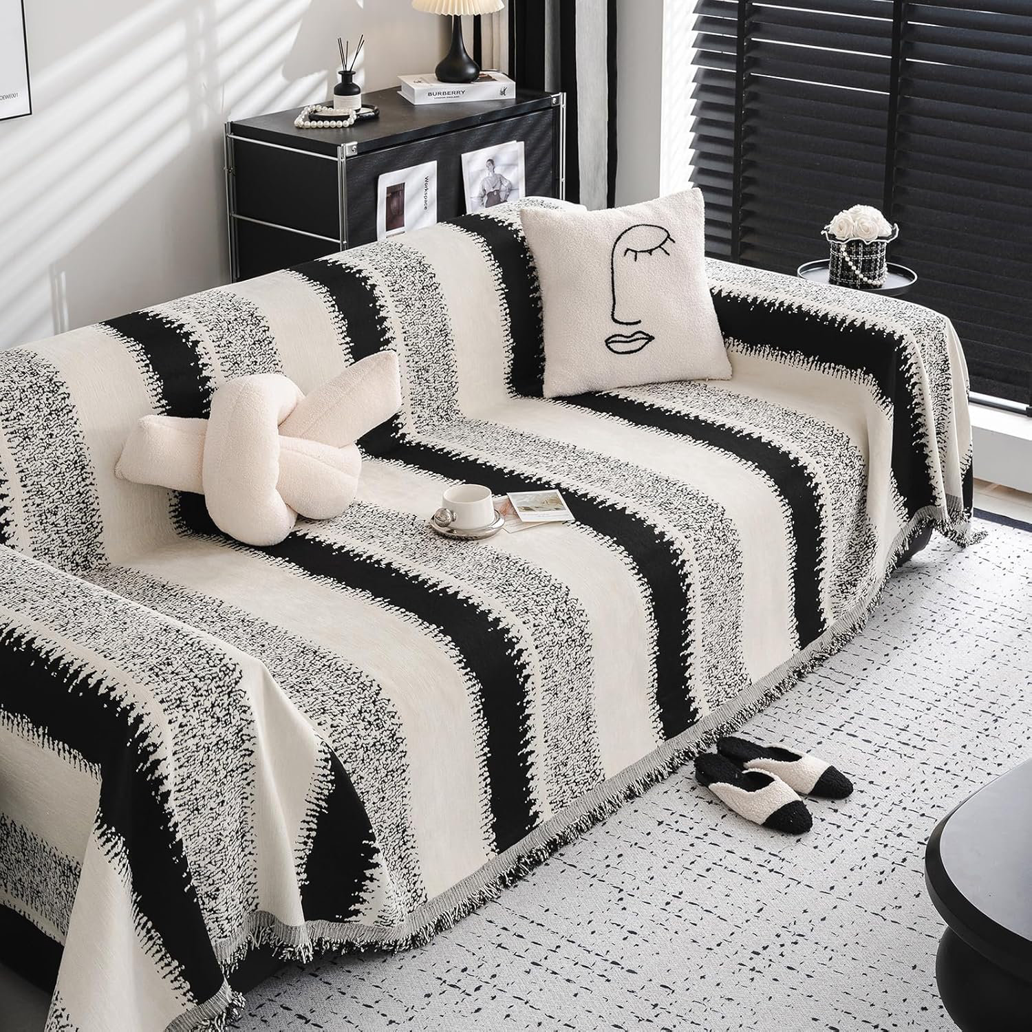 SORMIA Stripe Chenille Couch Cover | Wayfair