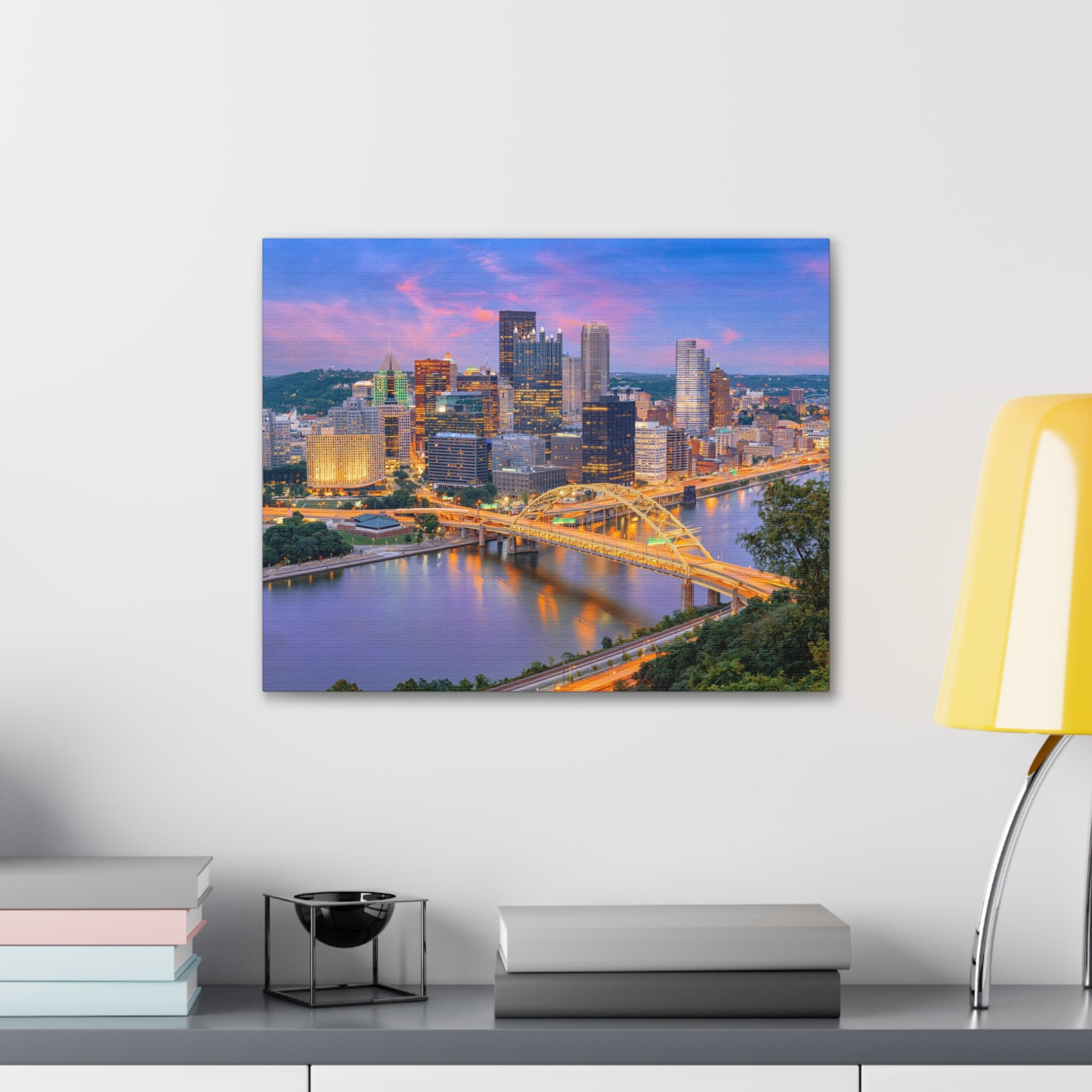 Latitude Run® Pittsburgh Night Skyline Canvas Artwork Breathtaking ...