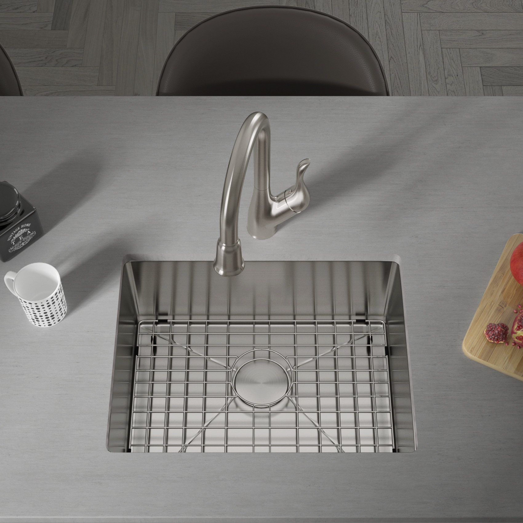 Allora USA 27" L x 18" W Undermount Kitchen Sink With Basket Strainer ...