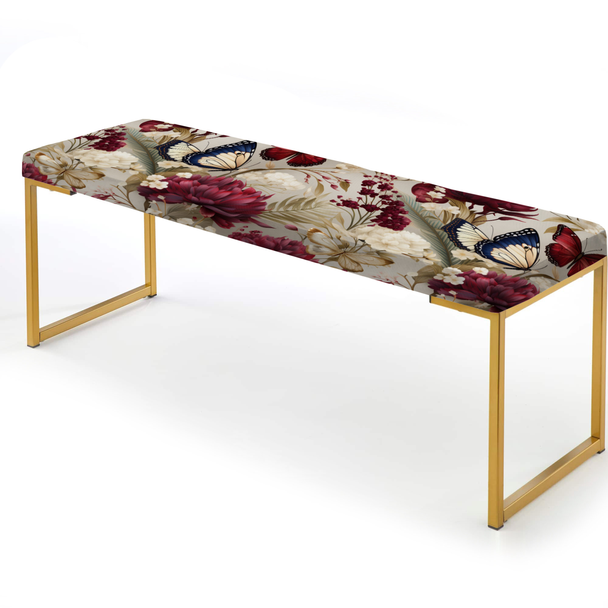 Design Art Papillon Patterns - Animal Print Upholstered Gold Bench ...