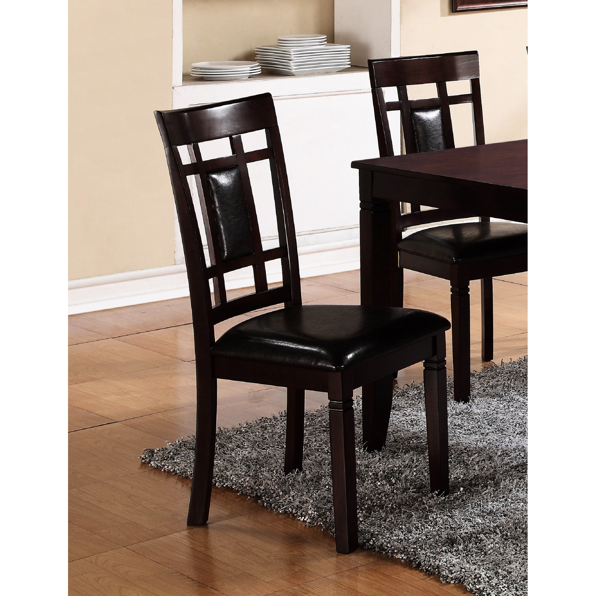 Lark Manor™ 7 Dining : Brown Rectangular Table, Faux Leather Upholstered Chairs With Design ...
